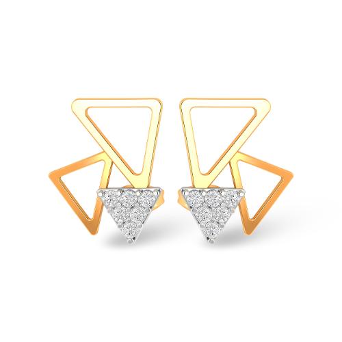 Triple Triangle Diamond Stud Earrings